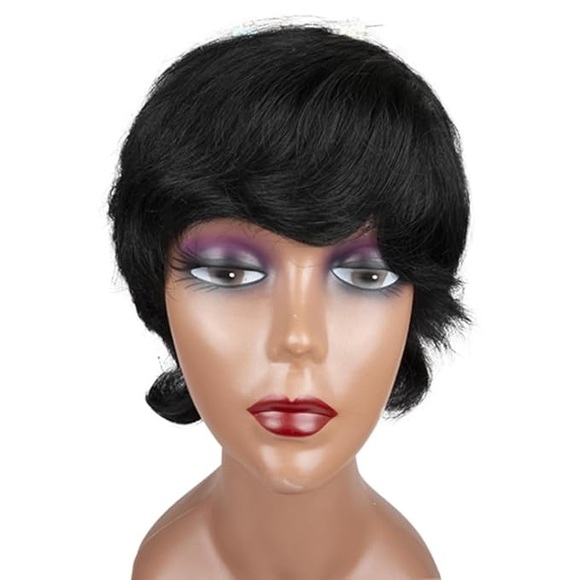 Npalo | Hair | Human Hair Body Wave Black Pixie Wig With Bangs | Poshmark